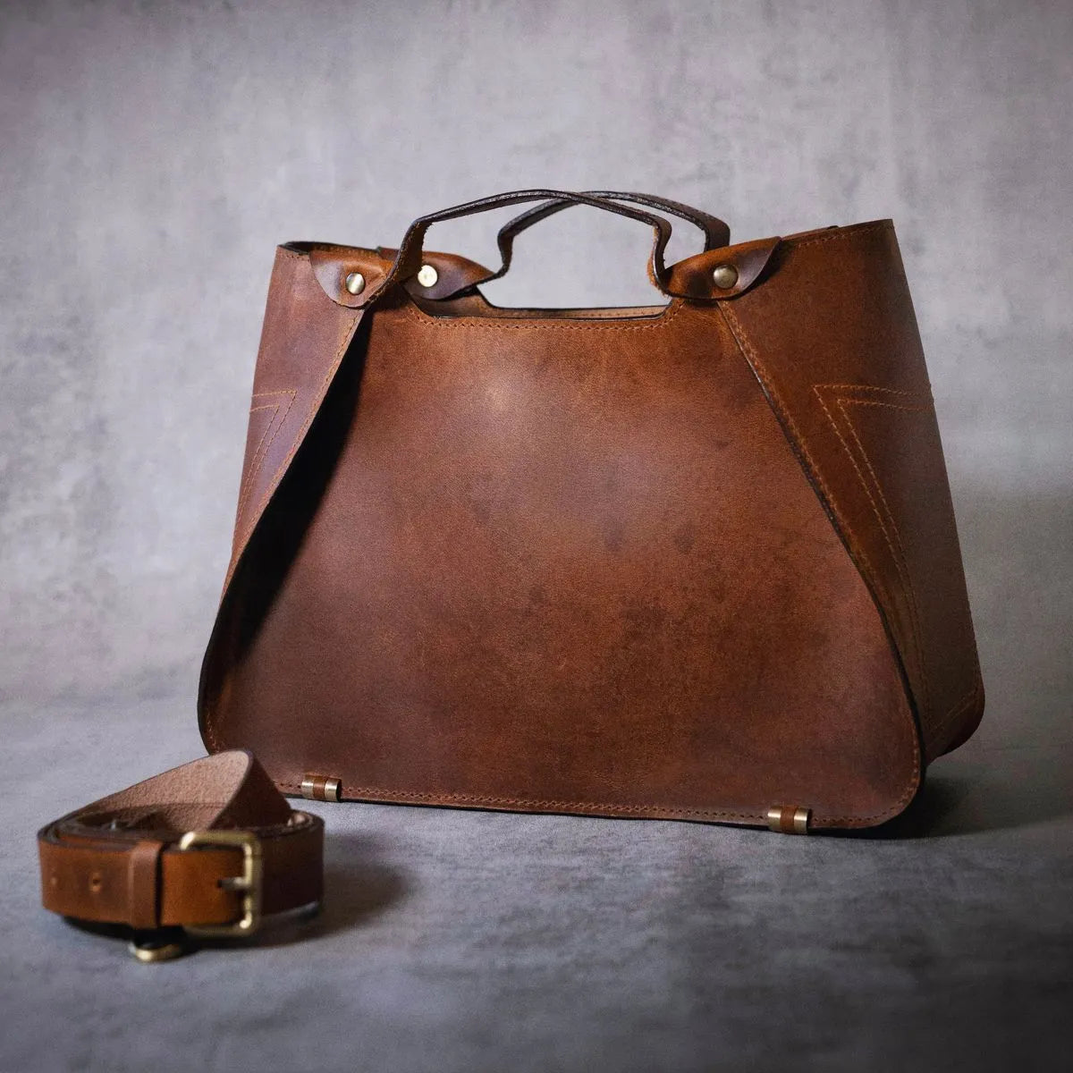 Leather Handbag/Tote Bag/Rosa-Brown – Siân Alison Designs