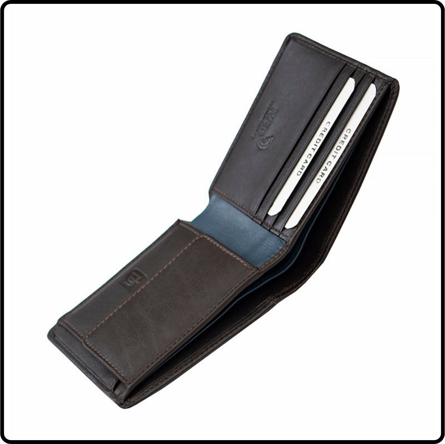 Elite RFID Leather Bifold Wallet and Card Holder-7101-Brown/Blue – Siân ...